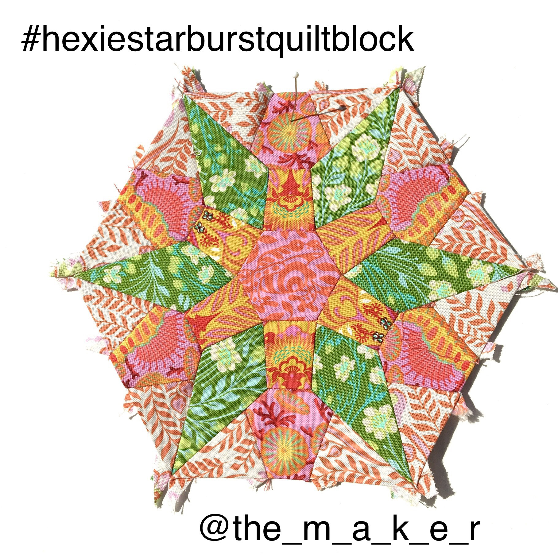 Hexie Starburst Quilt Block Pattern. 20cm Diameter. English Paper ...