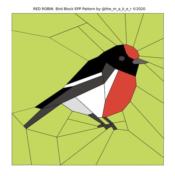 Digital Download. EPP Templates. RED ROBIN Bird Quilt Pattern. | Etsy
