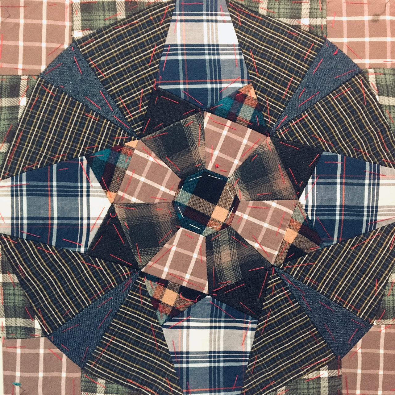 English Paper Piecing Pattern shirtquiltblock. Large Quilt | Etsy