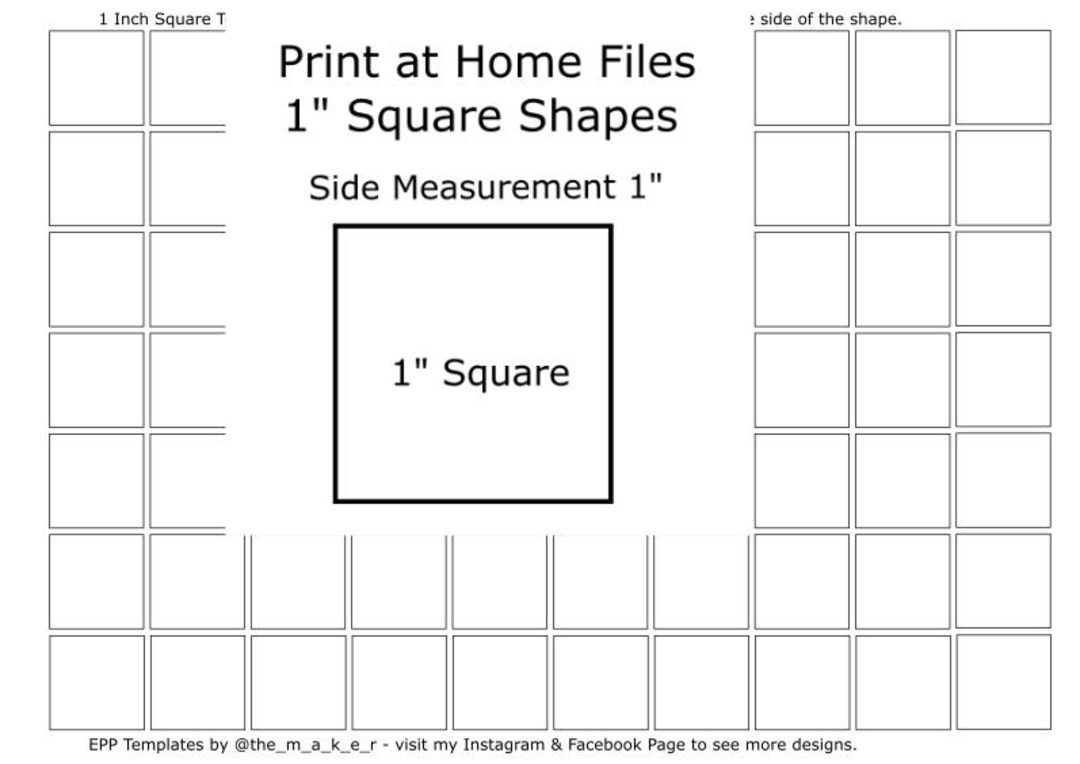 Printable EPP Paper Pieces Templates. 1" Squares for English Paper ...