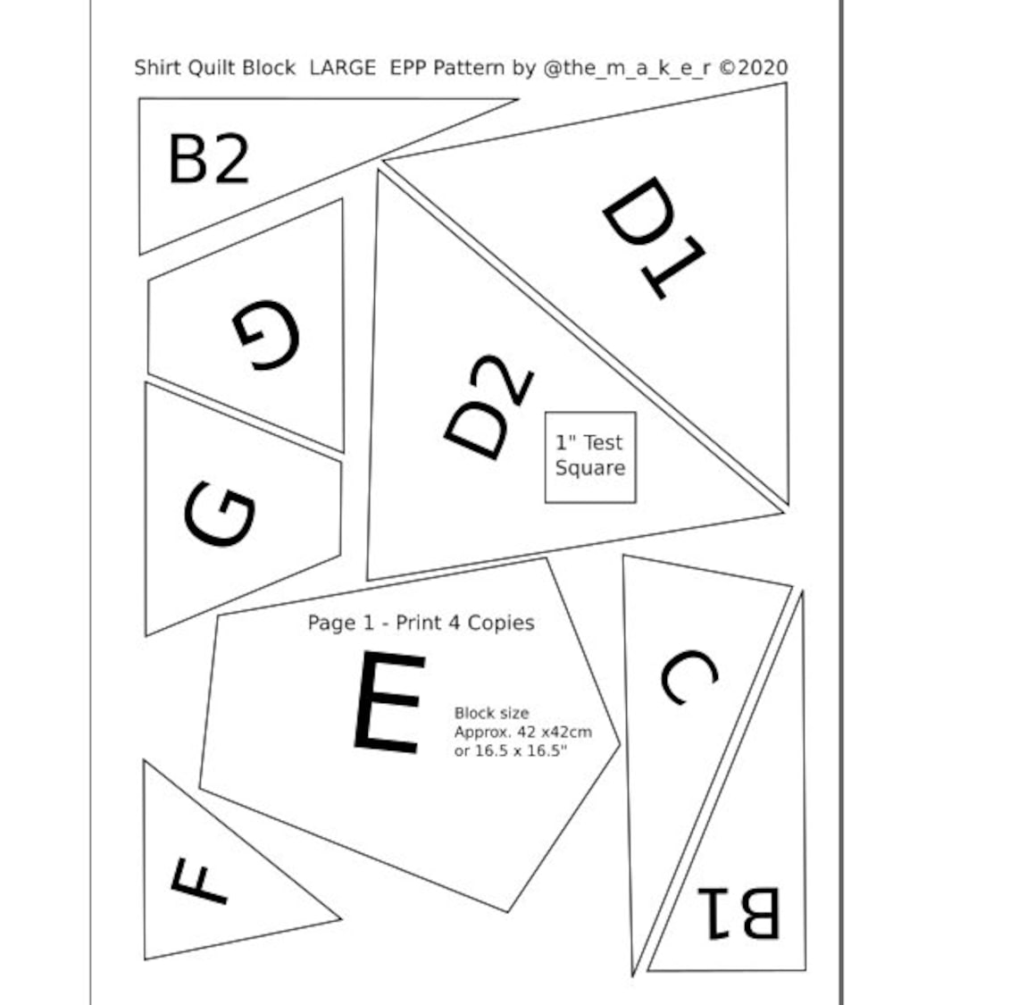 English Paper Piecing Pattern shirtquiltblock. Large Quilt | Etsy