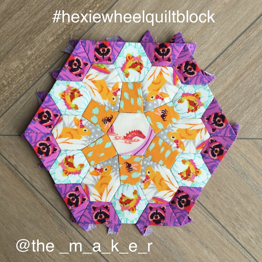 Hexie Wheel Quilt Block Pattern. 20cm Diameter. English Paper Piecing ...
