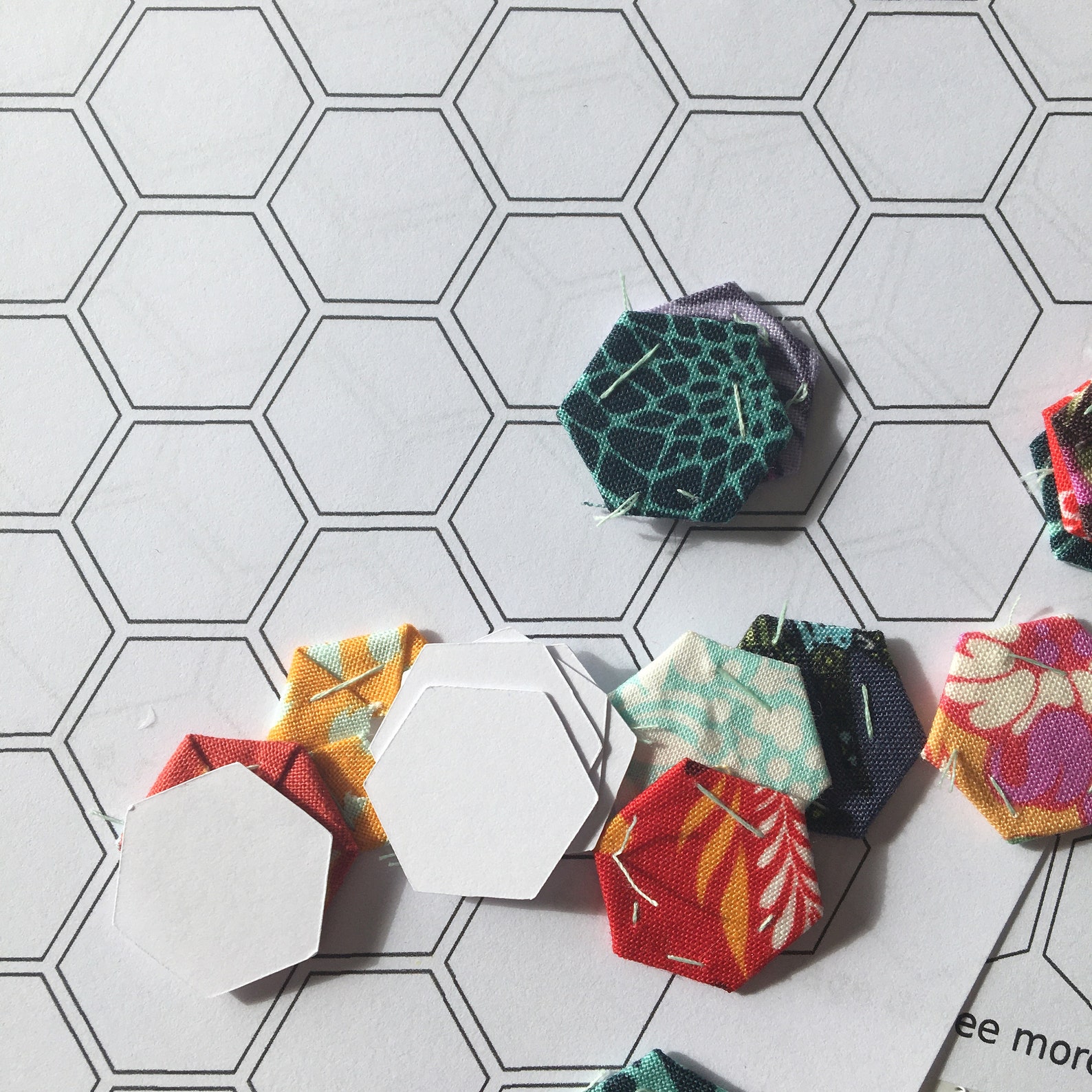 Hexagons Printable EPP Templates. 1/2" Hexagons for English Paper ...