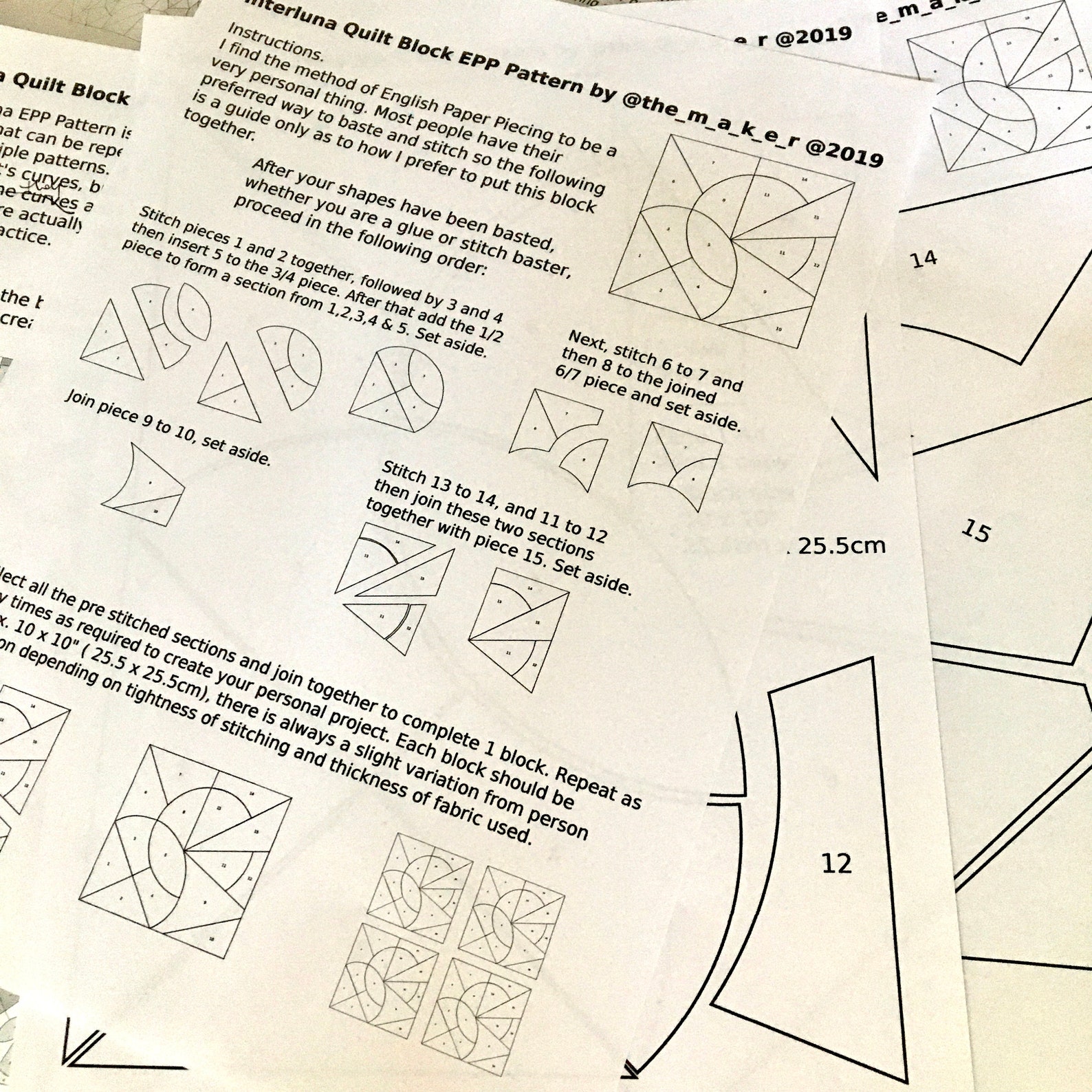 Quilt Pattern. English Paper Piecing. EPP Templates. INTERLUNA | Etsy