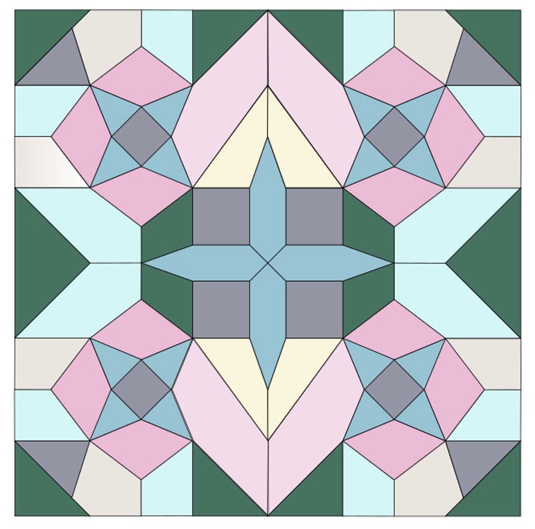 English Paper Piecing Pattern. Kaleidoscoping Quilt Block. Large Quilt ...