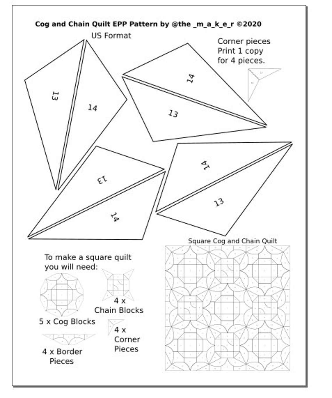 EPP Pattern. Cog and Chain English Paper Piecing Quilt | Etsy