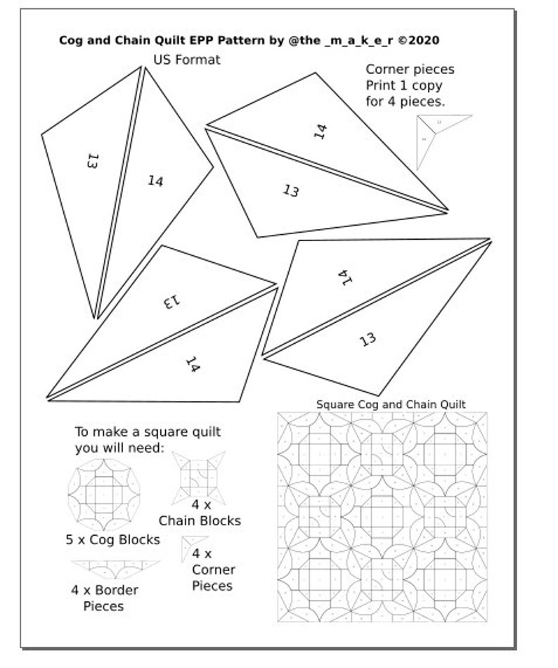 EPP Pattern. Cog and Chain English Paper Piecing Quilt | Etsy