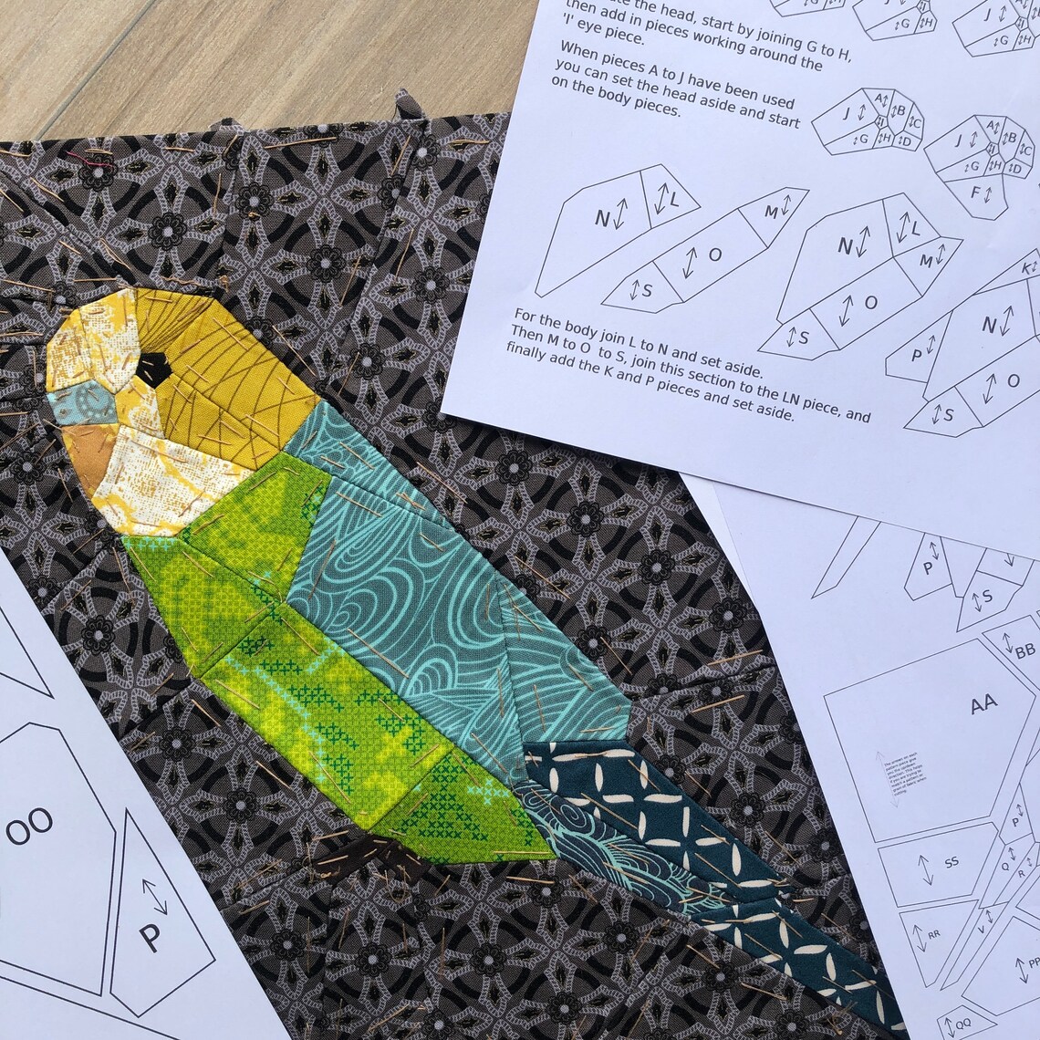 Digital Pattern. BUDGIE. EPP Templates. Bird Quilt Pattern. | Etsy