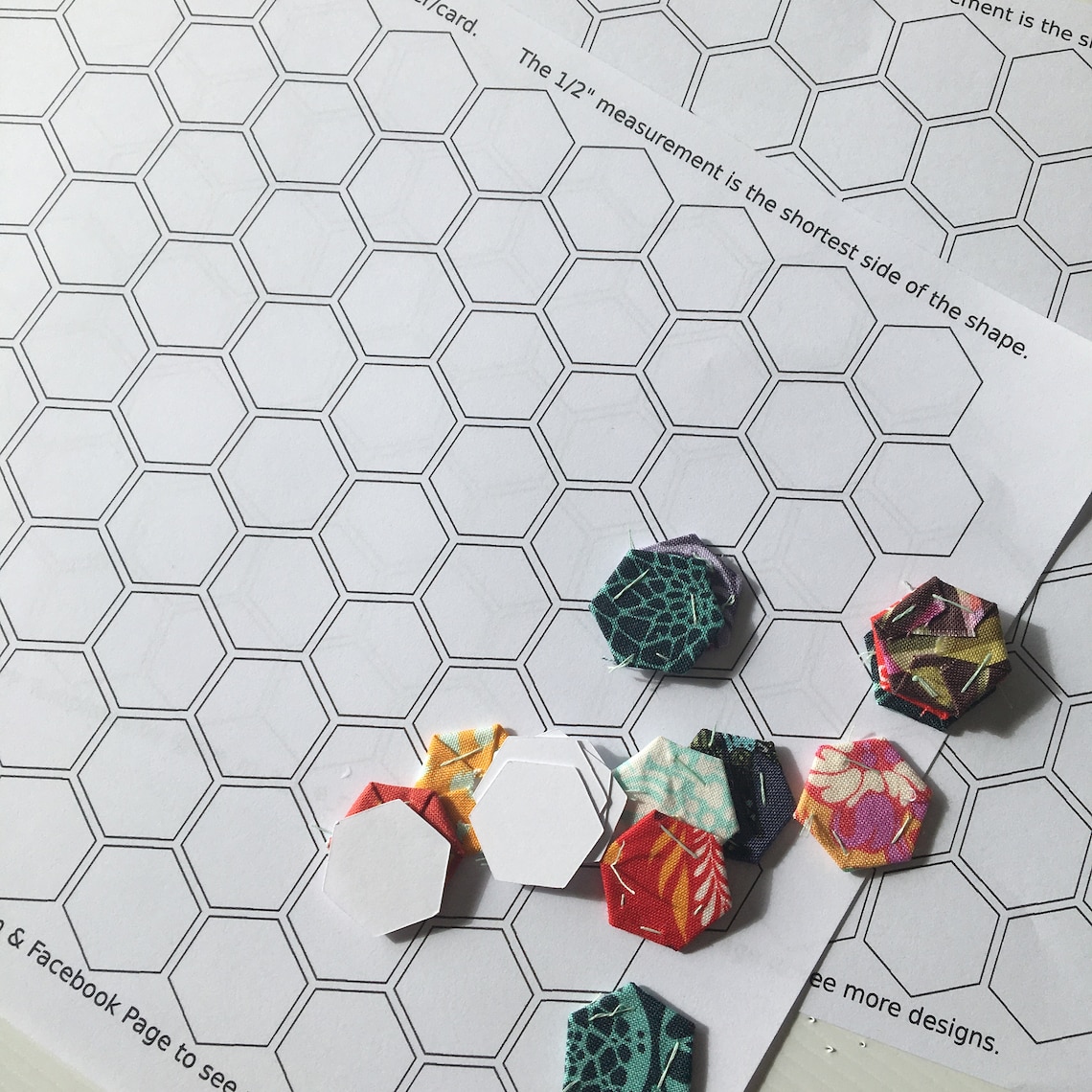 Hexagons Printable EPP Templates. 1/2 Hexagons for - Etsy