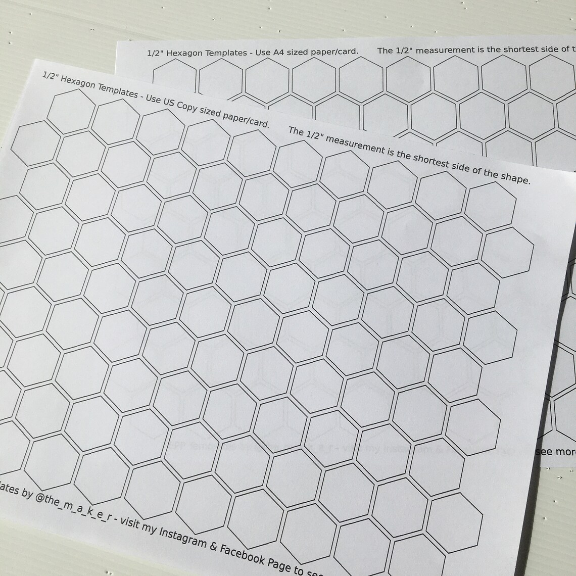 Hexagons Printable EPP Templates. 1/2 Hexagons for | Etsy