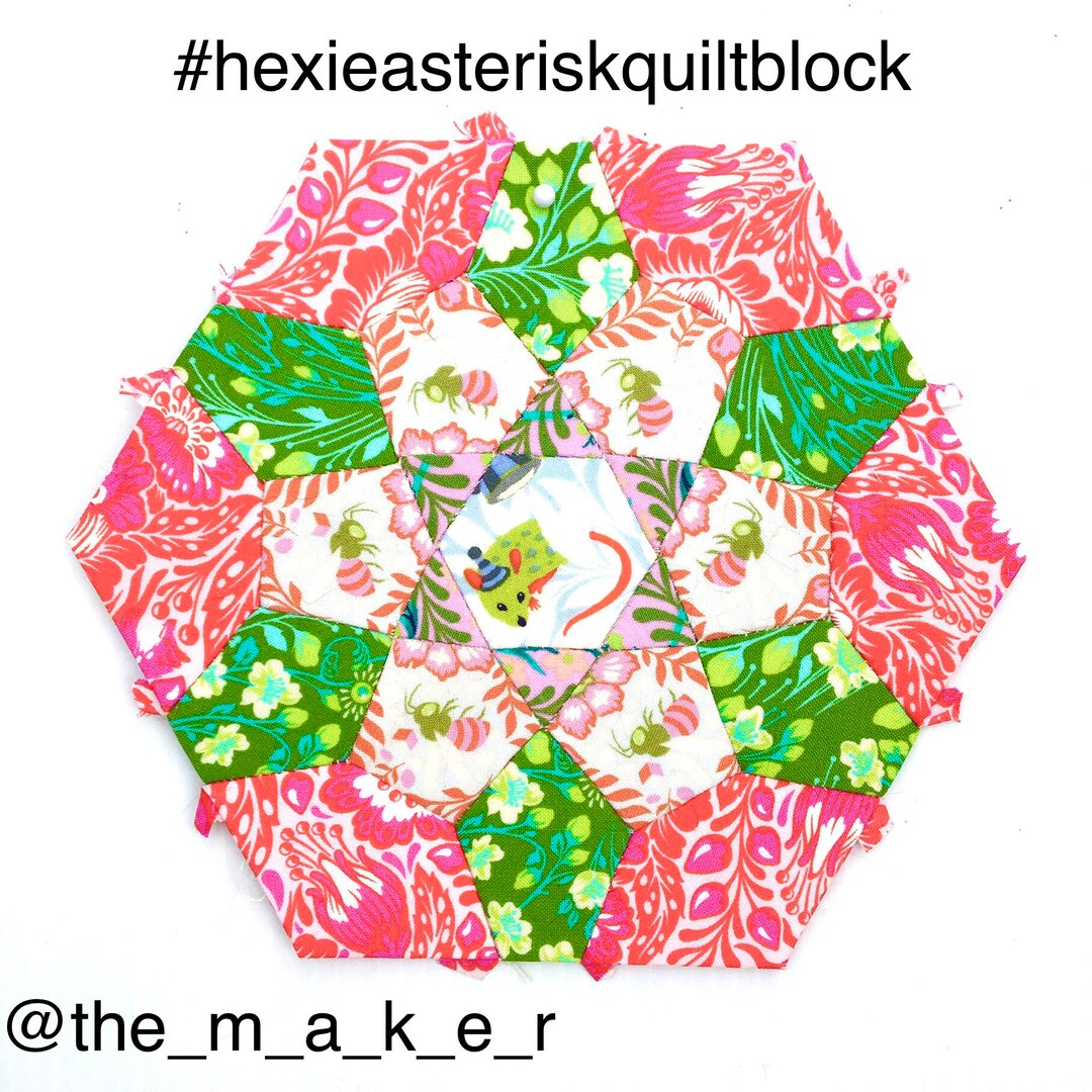 Hexie Asterisk Quilt Block Pattern. 20cm Diameter. English Paper ...