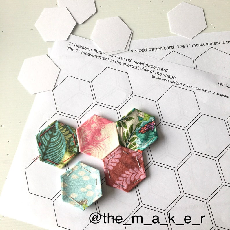 Hexagons Printable EPP Templates. 1" Hexagons for English Paper Piecing ...