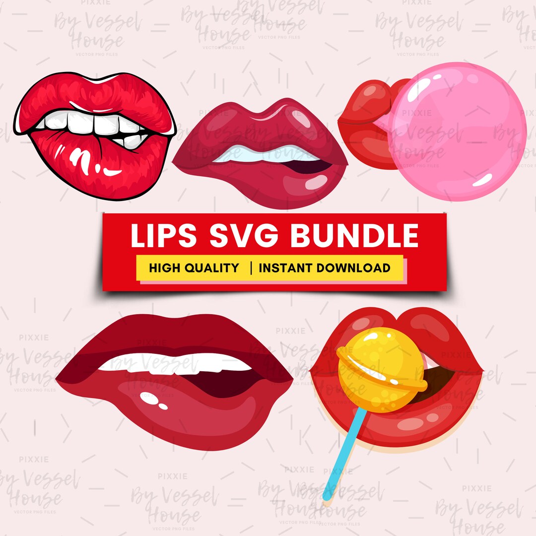 Dripping Lips Svg, Biting Lips Svg, Glitter Lips, Digital Download ...