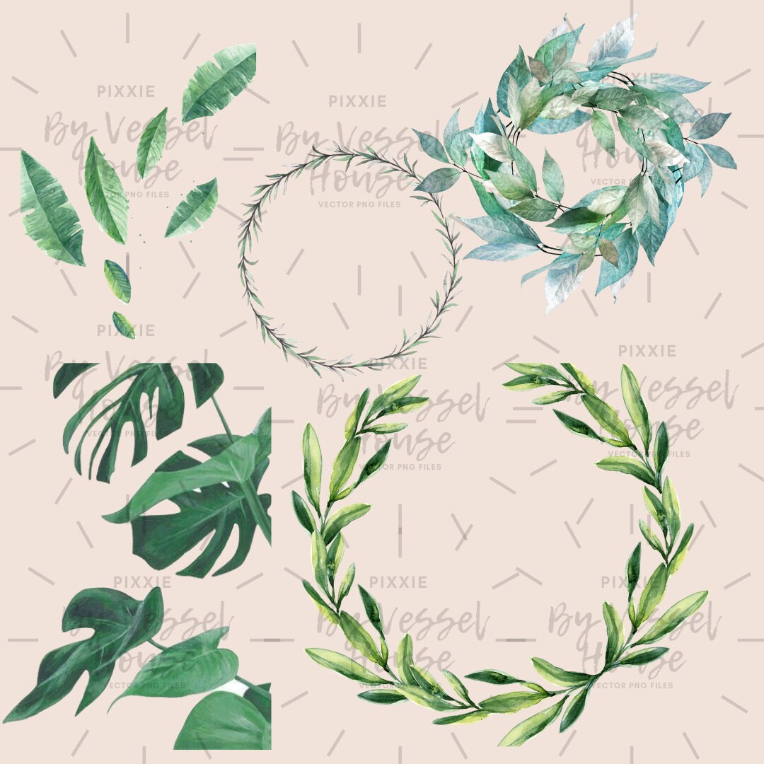 Greenery. Watercolor Clipart. Garden Svg. Wreath Svg. Olive - Etsy
