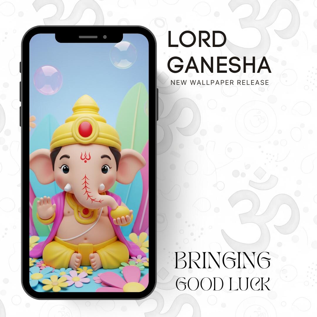 3D Lord Ganesha Wallpaper: Minimalist OHM Symbol (JPEG Digital Download ...