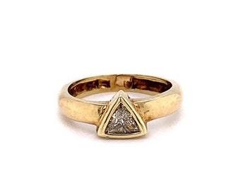 Trillion Diamond Solitaire Bezel Set Split Band Engagement Ring 14k ...