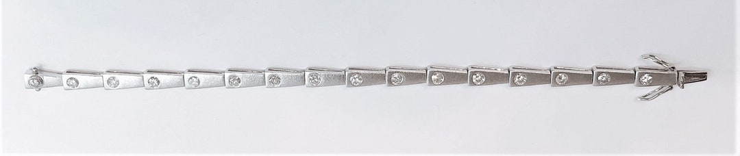 Trapezoid Link Diamond Bracelet in 14K White Gold - Etsy