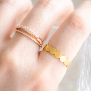 Simple Stacking Ring Set, Dainty Sparkle Ring Set, Rose Gold Minimal ...