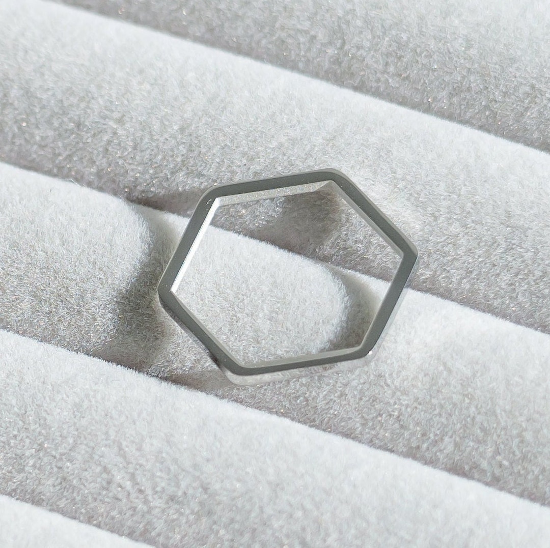 Simple Hexagon Ring modern Minimal Geometric Ring honeycomb Stackable ...
