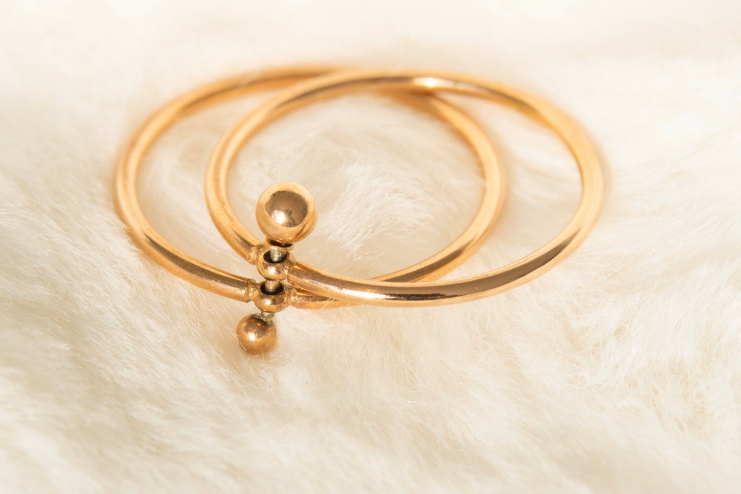 Rose Gold Revolving Ring, Rotating Ring, Minimal Stacking Double Rings ...