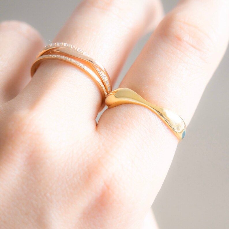 Simple Stacking Ring Set Dainty Sparkle Ring Set Rose Gold - Etsy