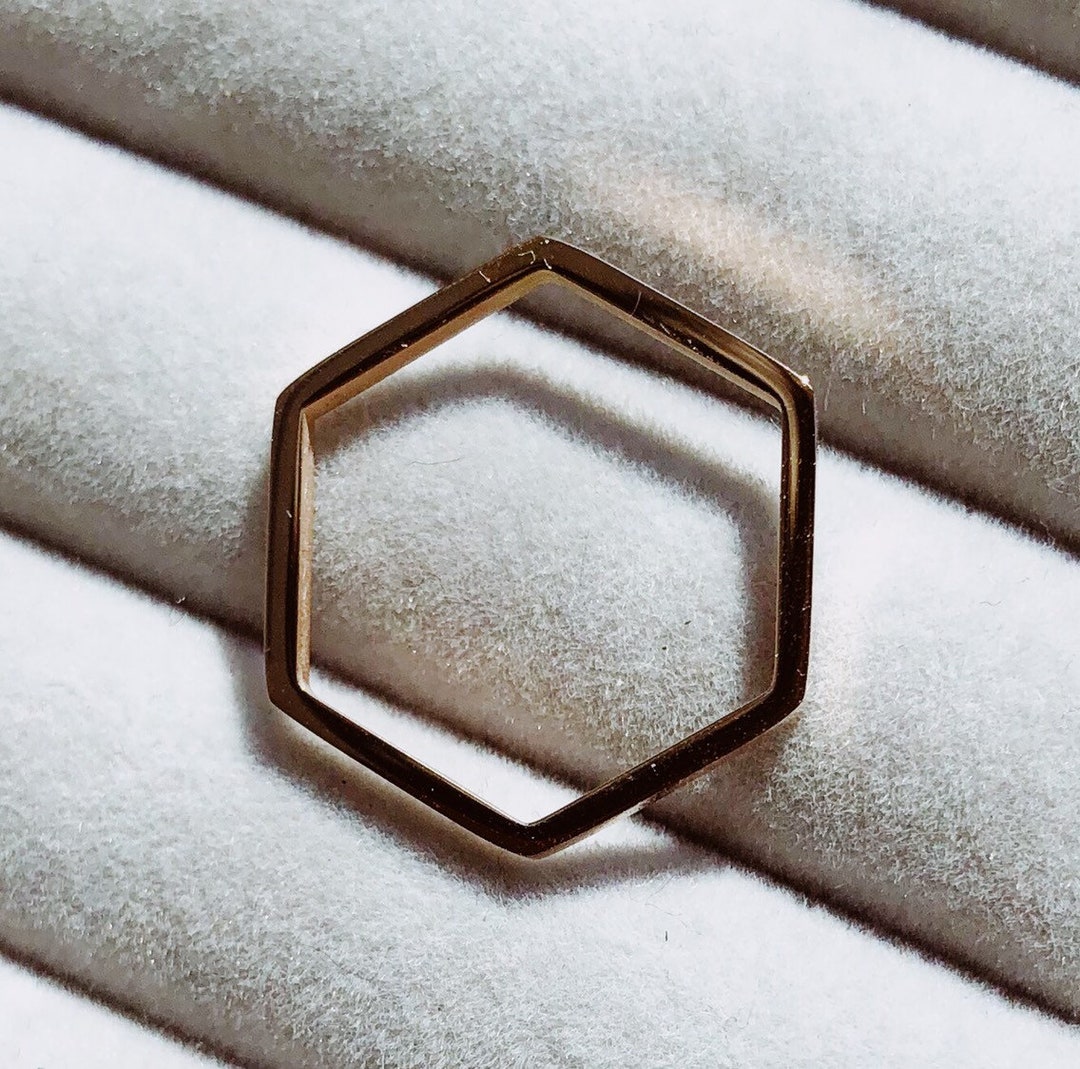 Simple Hexagon Ring •modern Minimal Geometric Ring •honeycomb Stackable ...