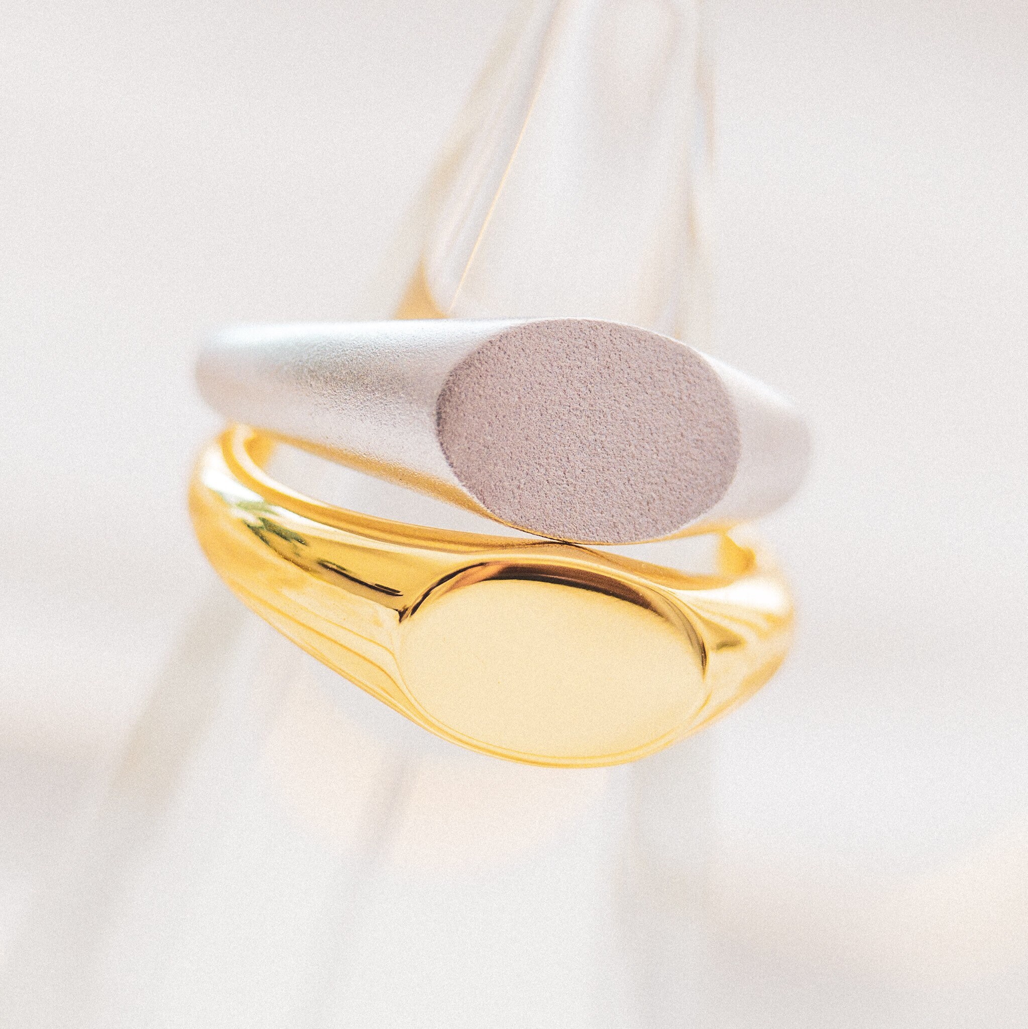 14k Gold/solid Silver Signet Ring Classic Pinky Ring Oval - Etsy