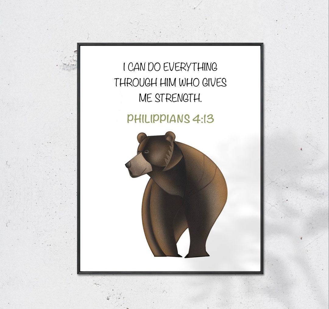 BEAR Animal Printable,animal BIBLE Verse Wall Art, Bible-verse Instant ...