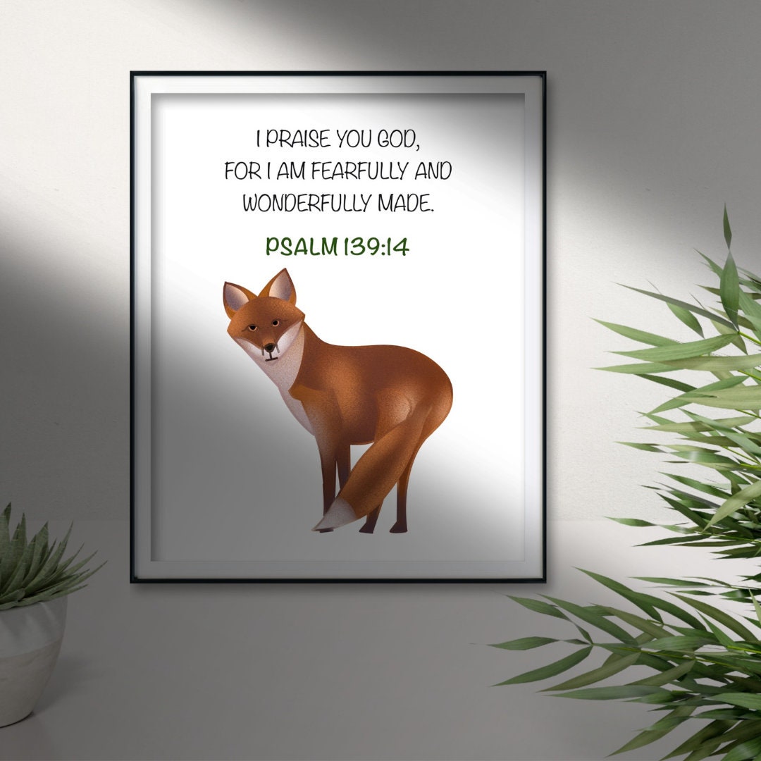 FOX Animal Printable,animal BIBLE Verse Wall Art, Bible-verse Instant ...