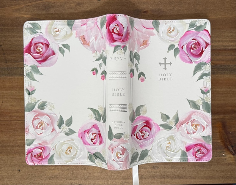Hand Painted NRSV Catholic Bible, First Communion Bible, Gift Bible ...