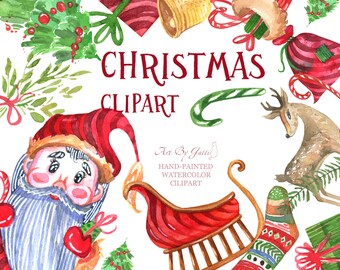 Little Christmas. Watercolor Clipart Santa Claus Winter - Etsy