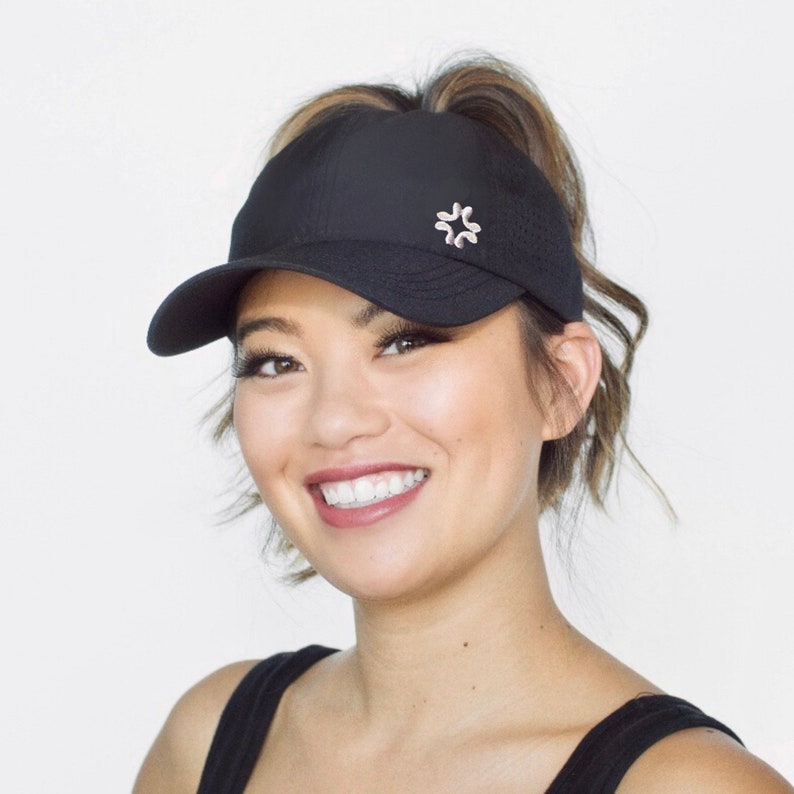BLACK High Ponytail Cap - UPF50 - Women Baseball Cap - Sungoddess ...