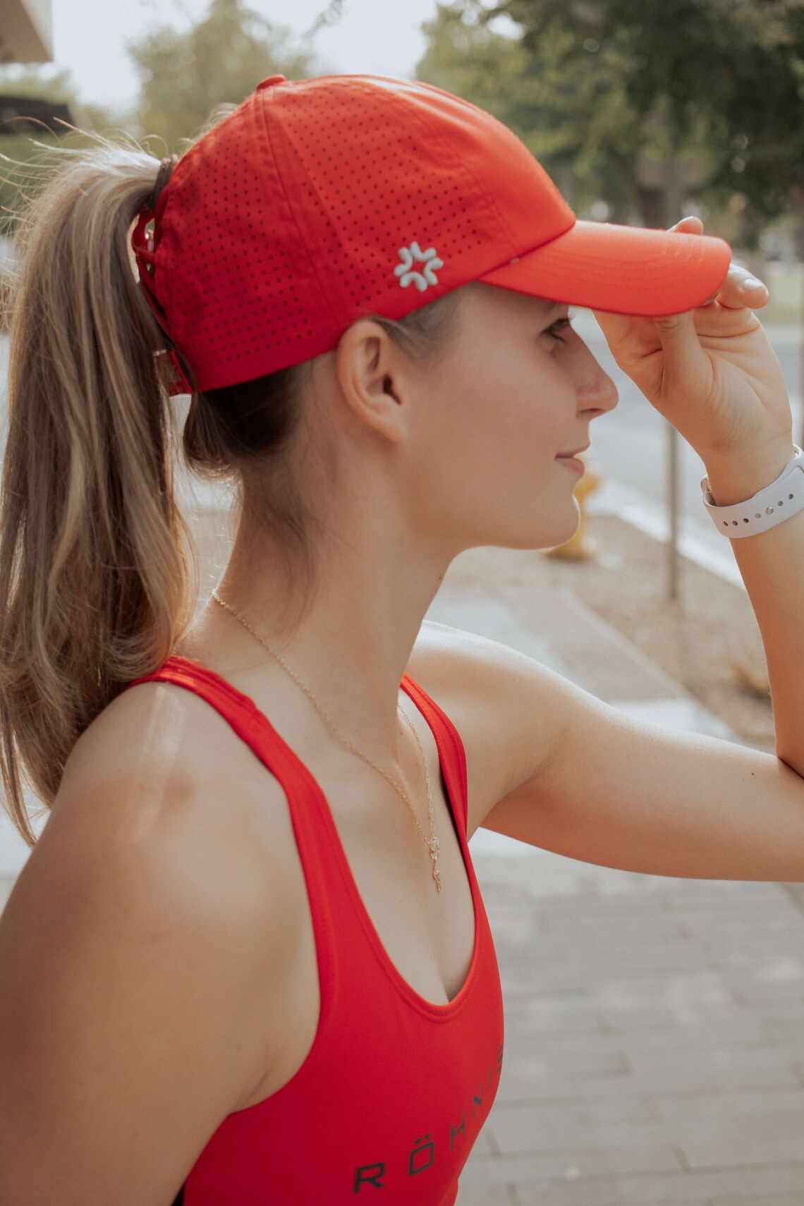 RED Women Baseball Hat UPF50 High Ponytail Hat | Etsy