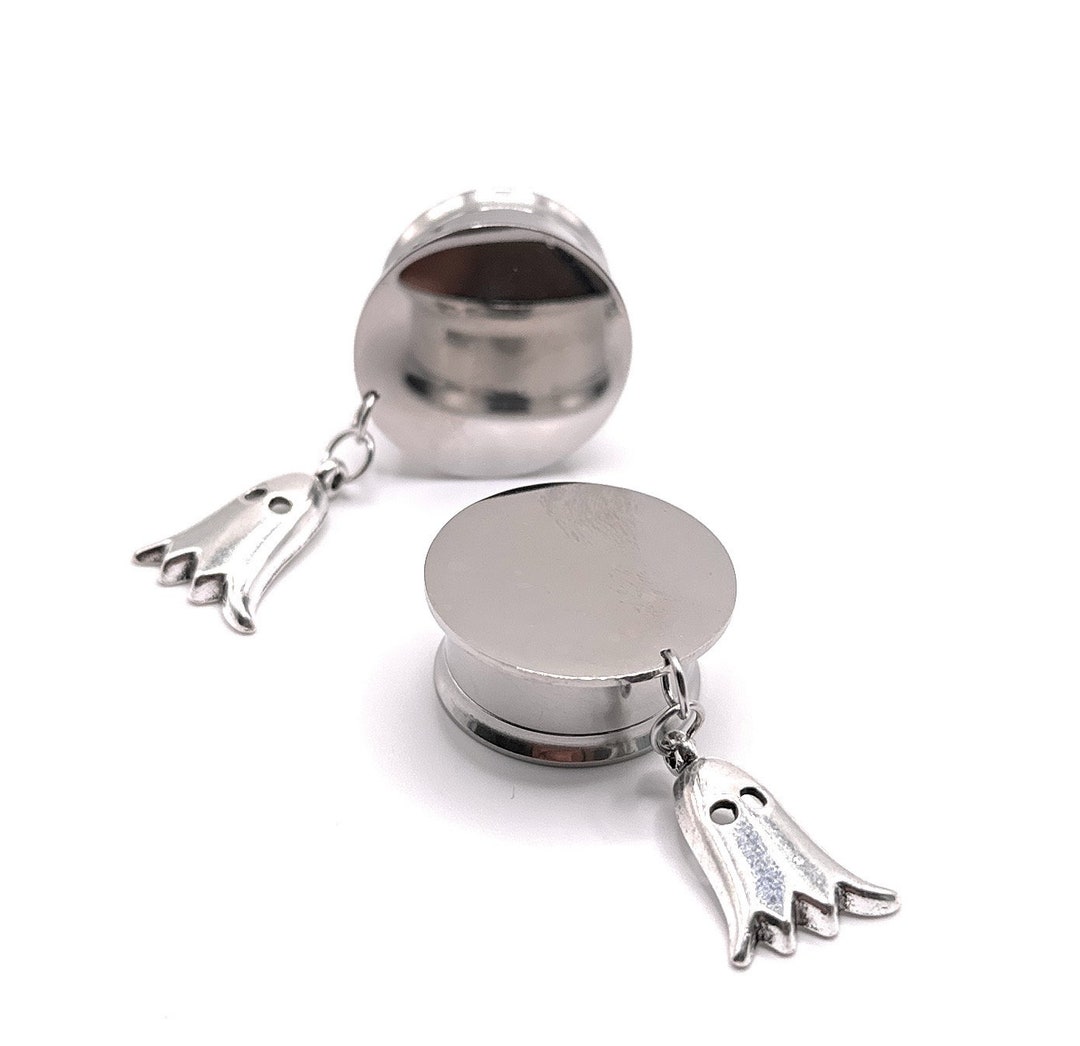 Silverhalloween Ghost 316l Surgical Steel Screw Fit Dangle Ear Plugs ...