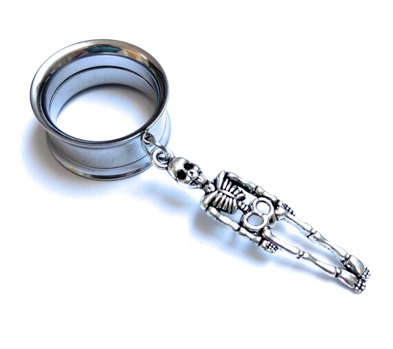 Silver Surgical Skeleton Halloween Screw Fit Dangle Tunnel | Etsy