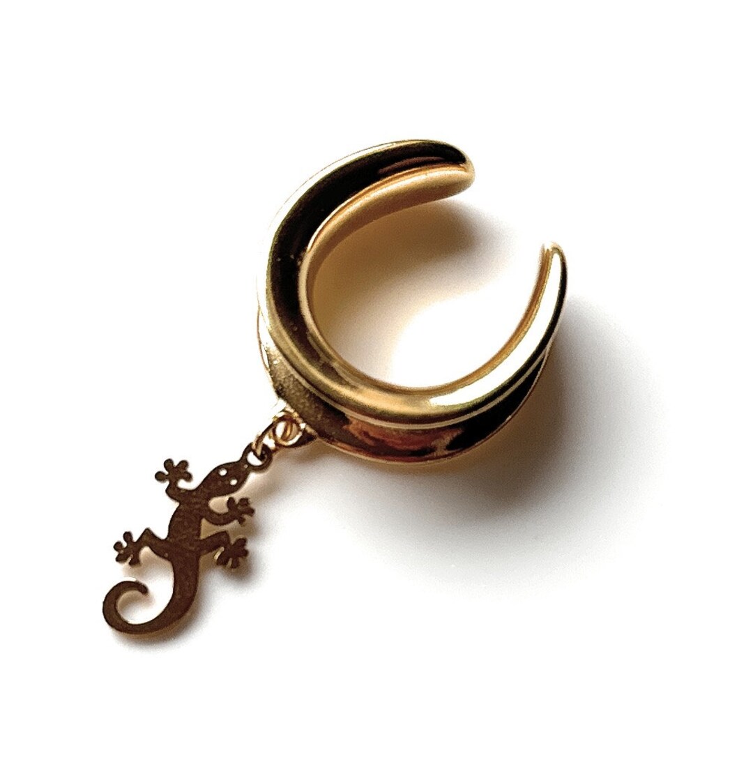 Gold Gecko Lizard Reptile 316l Surgical Steel Horseshoe Ear Saddle ...