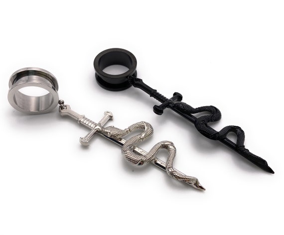 Black Halloween Sword and Snake / Serpent in 316l Surgical - Etsy