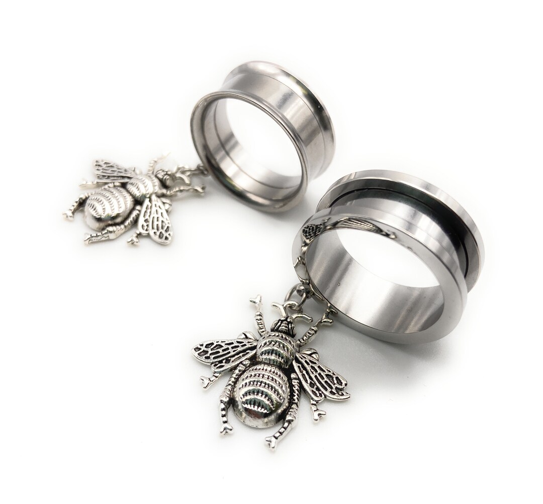 Silver Honey Bee Dangle Tunnel – Surgical Steel Screw Fit (6mm-30mm) - Etsy