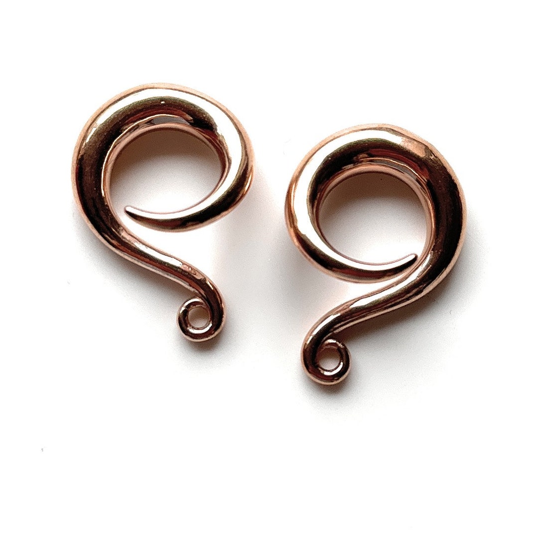 Rose Gold Spiral Ear Weights: DIY Dangle Hangers (6GA) - Etsy