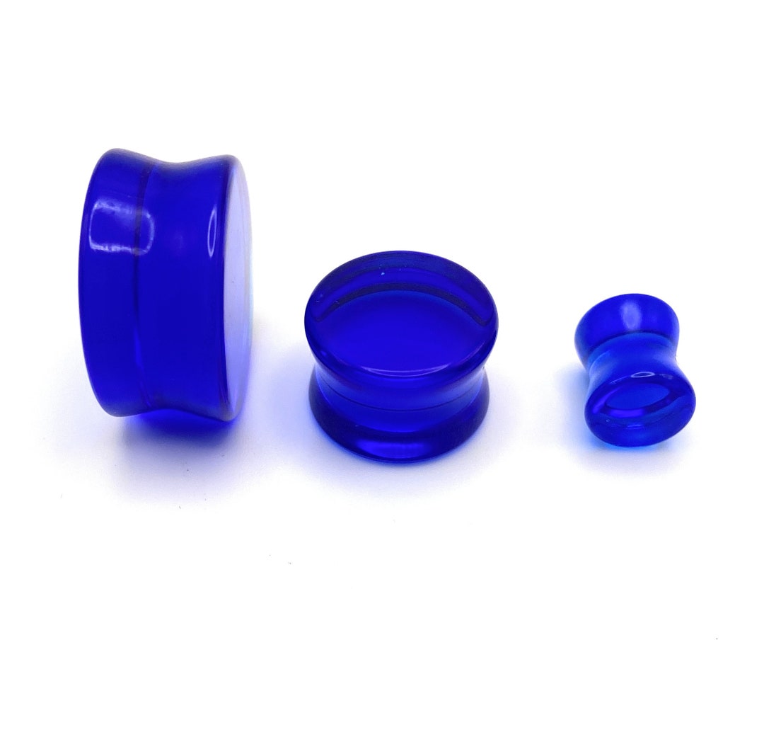 Bright Blue Glass Saddle Plugs: 6mm - 25mm Gauges - Etsy