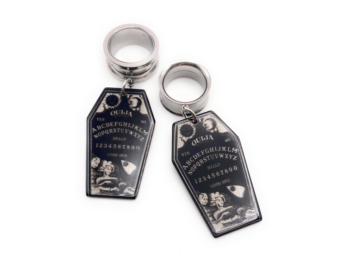Black Ouija Board Coffin Dangle Tunnels: 316L Surgical Steel - Etsy