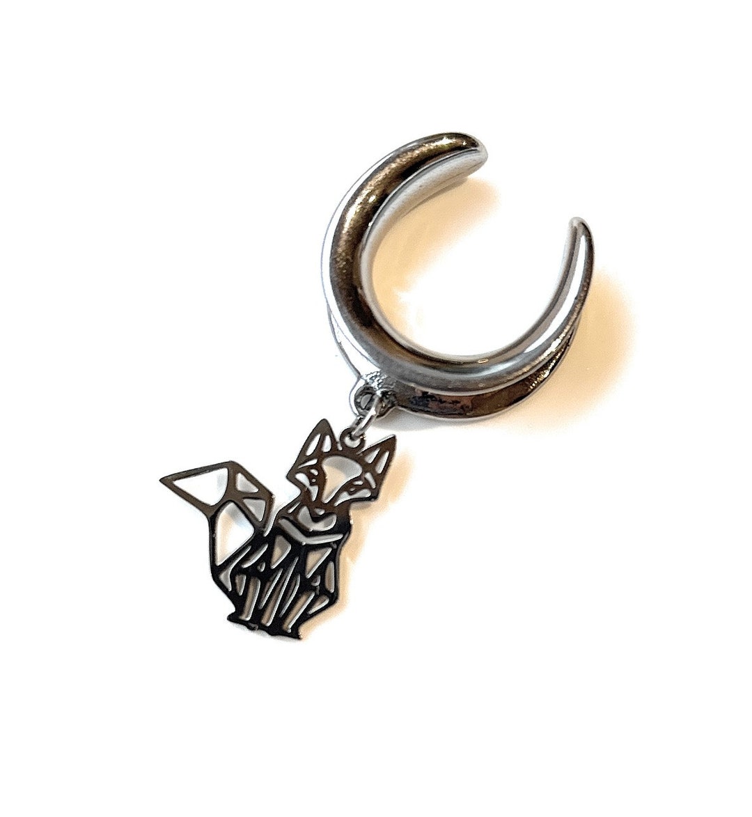 Silver Geometric Fox Animal 316l Surgical Steel Horseshoe Ear Saddle ...