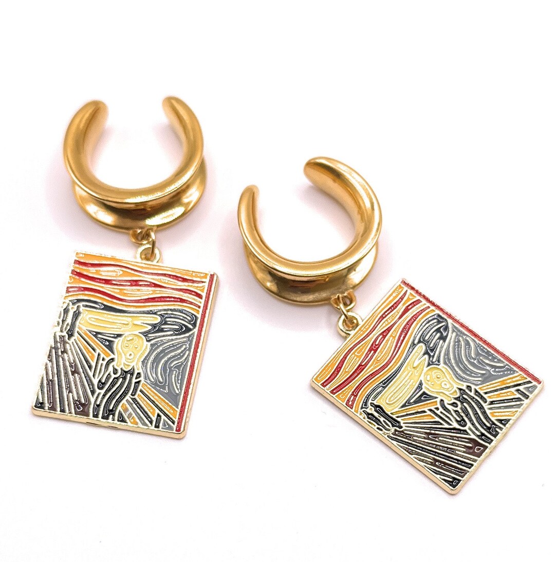 The Scream Artist Edvard Munch Gold 316l Surgical Steel Horseshoe ...