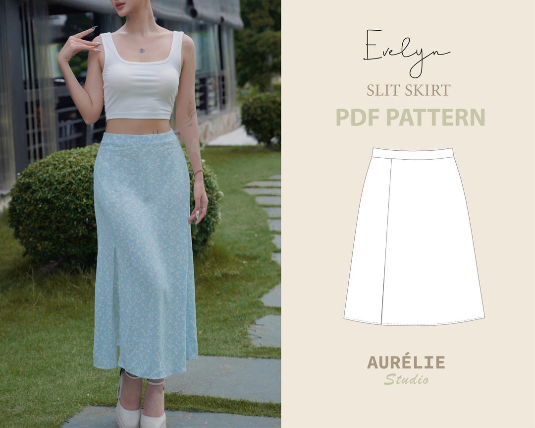 Midi Slit Skirt Sewing Pattern, Summer Skirt, Women Sewing Pattern ...
