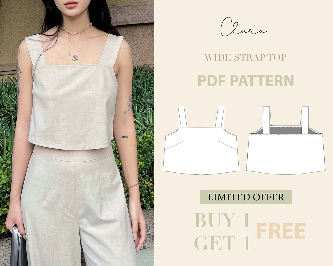 Wide Strap Top Sewing Pattern, Easy Digital PDF, Linen Top Pattern ...