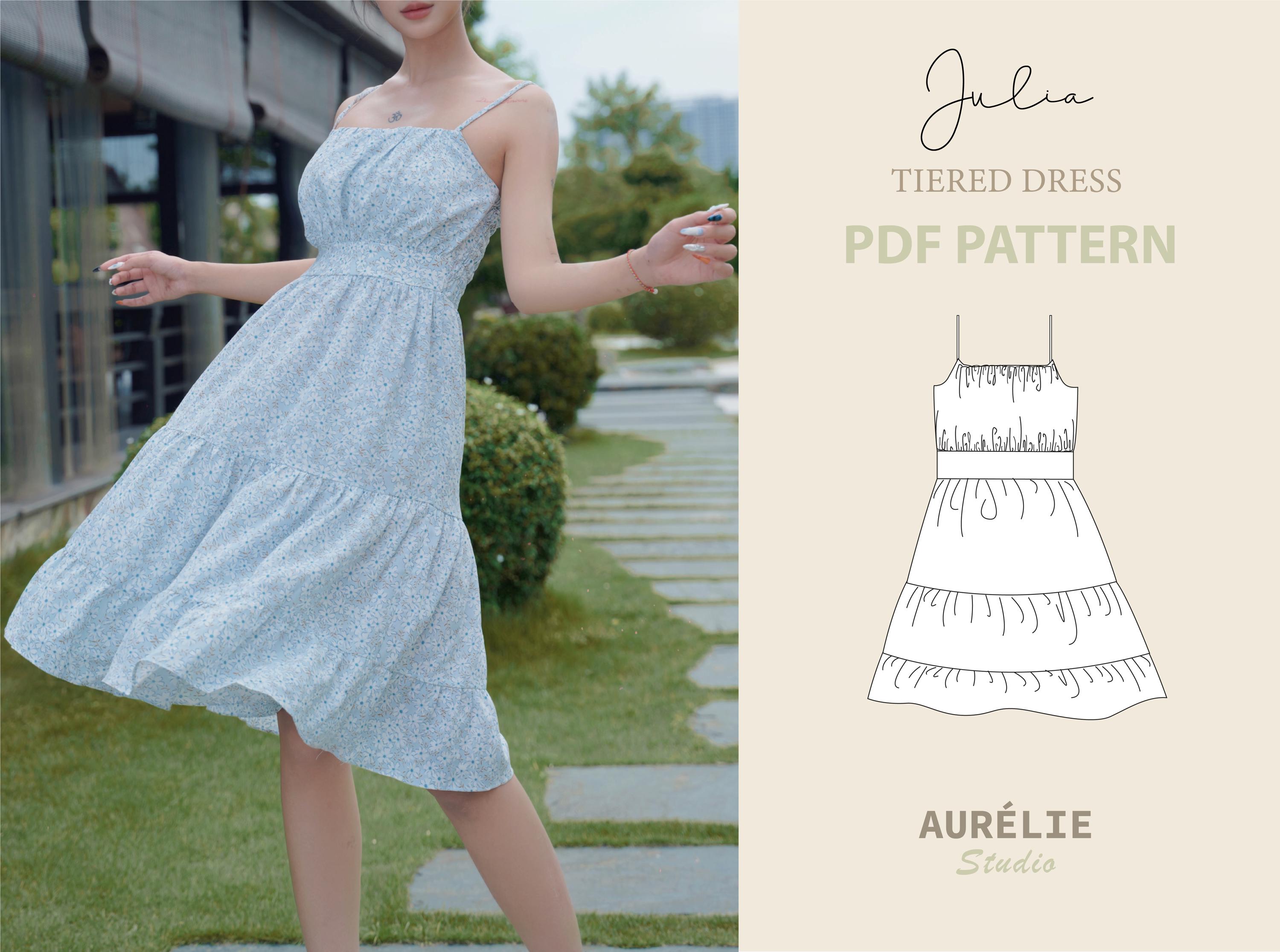 Tiered Dress Sewing Pattern, Summer Midi Dress PDF Pattern,easy Digital ...