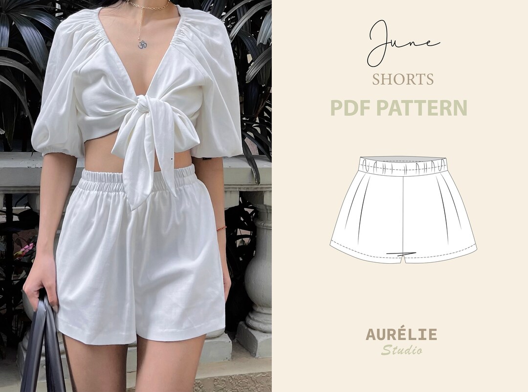 Shorts With Pockets Sewing Pattern Women's Elastic Waist - Etsy