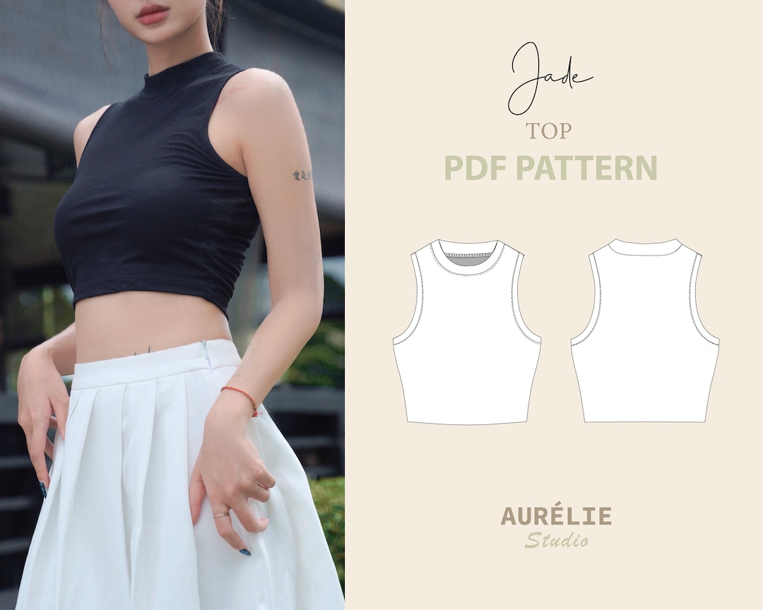 Mock Neck Top Sewing Pattern, Crop Top Easy PDF Pattern, Instant ...