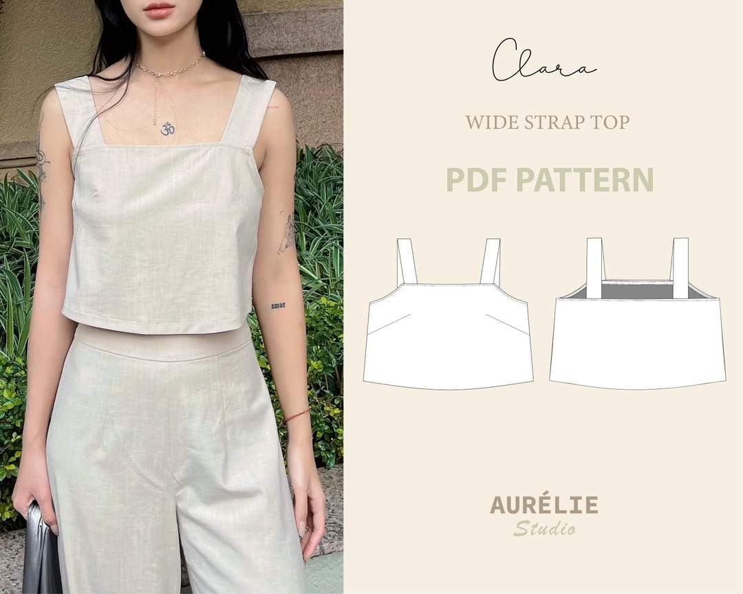 Wide Strap Top Sewing Pattern, Easy Digital PDF, Linen Top Pattern ...