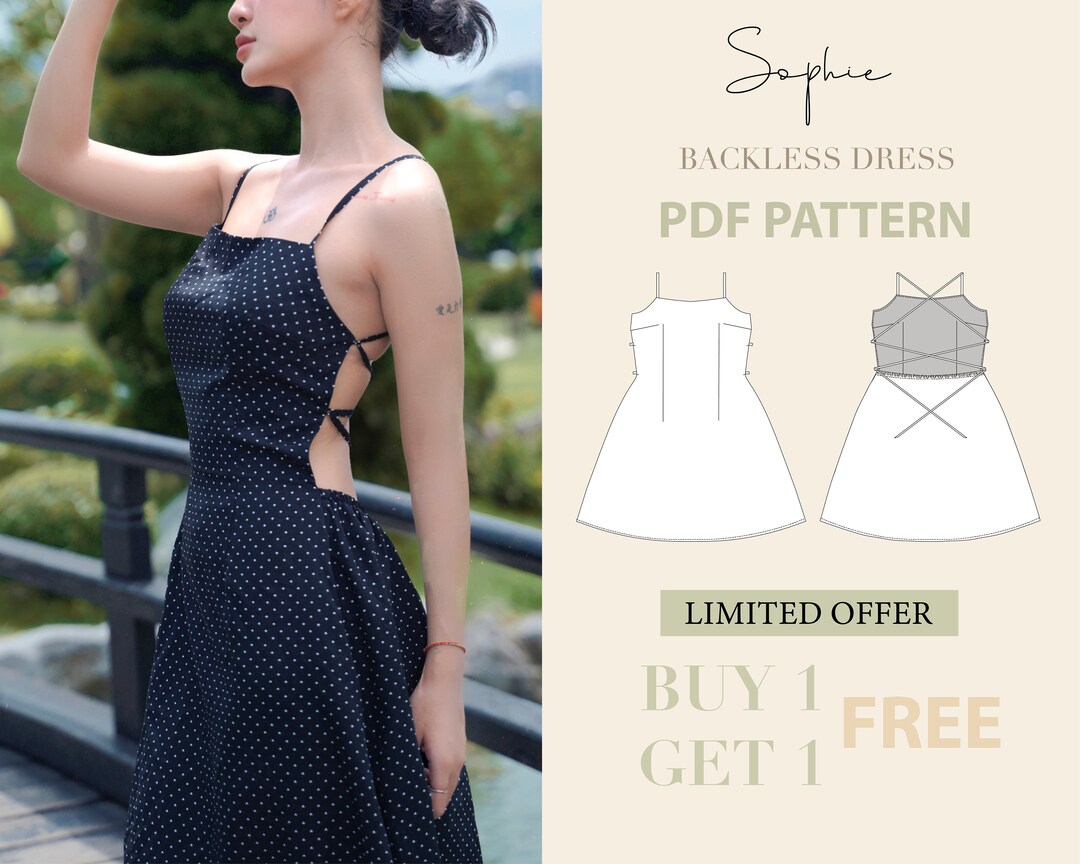Backless Dress Sewing Pattern, Easy Digital PDF, Summer Dress Easy PDF ...
